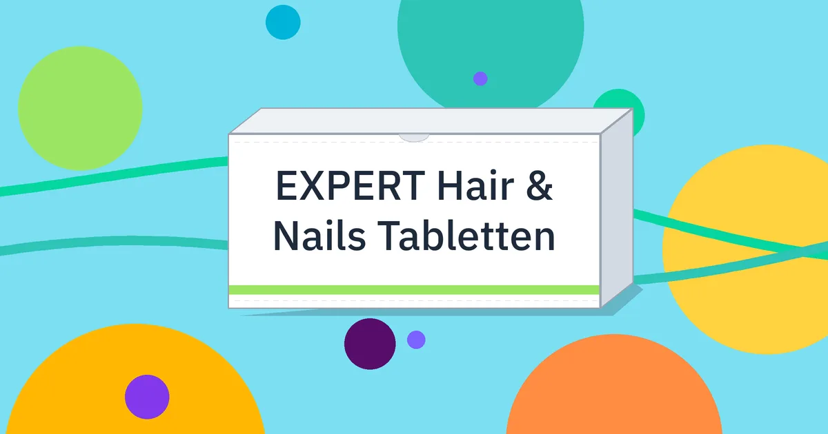 Symbolbild: Packung mit der Aufschrift EXPERT Hair & Nails Tabletten (PZN 02239314) – Verfügbarkeit und Bezug in Apotheken in Frankfurt am Main