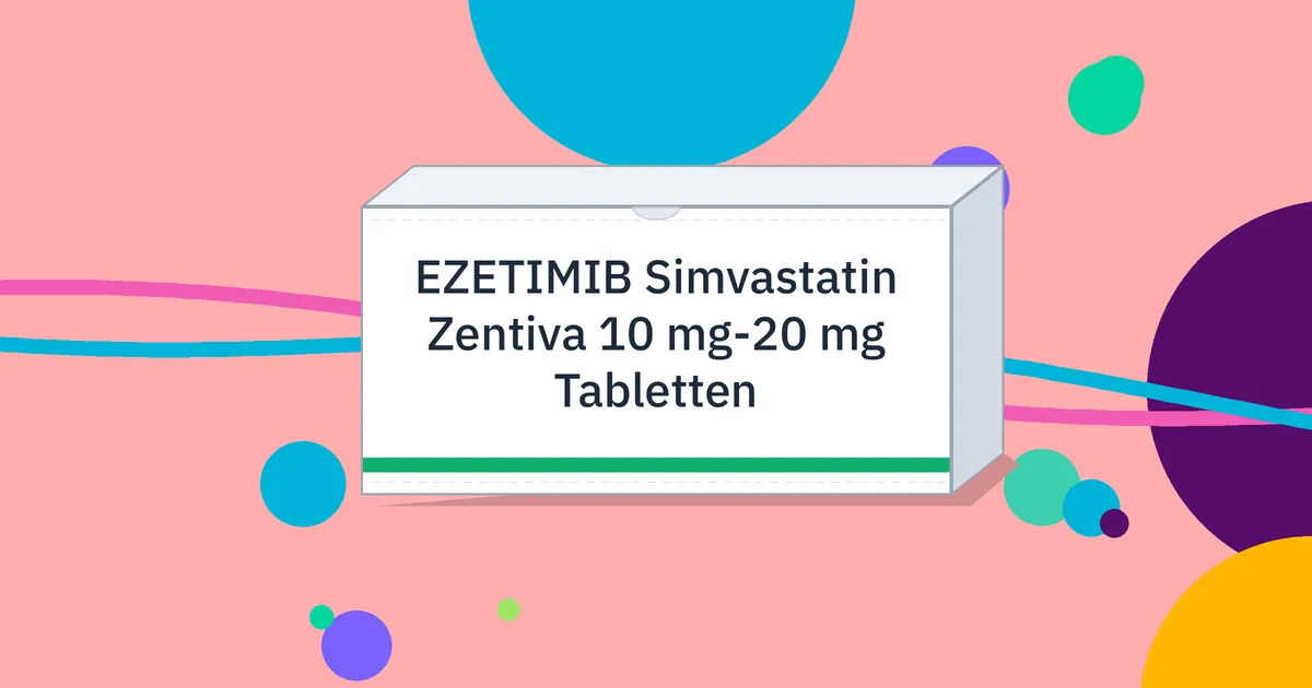 Symbolbild: Packung mit der Aufschrift EZETIMIB Simvastatin Zentiva 10 mg-20 mg Tabletten (PZN 14221124) – Verfügbarkeit und Bezug in Apotheken in Frankfurt am Main