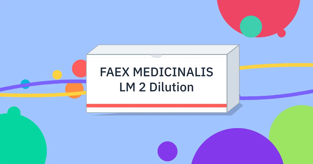 Symbolbild: Packung mit der Aufschrift FAEX MEDICINALIS LM 2 Dilution (PZN 13485915) – Verfügbarkeit und Bezug in Apotheken in Frankfurt am Main