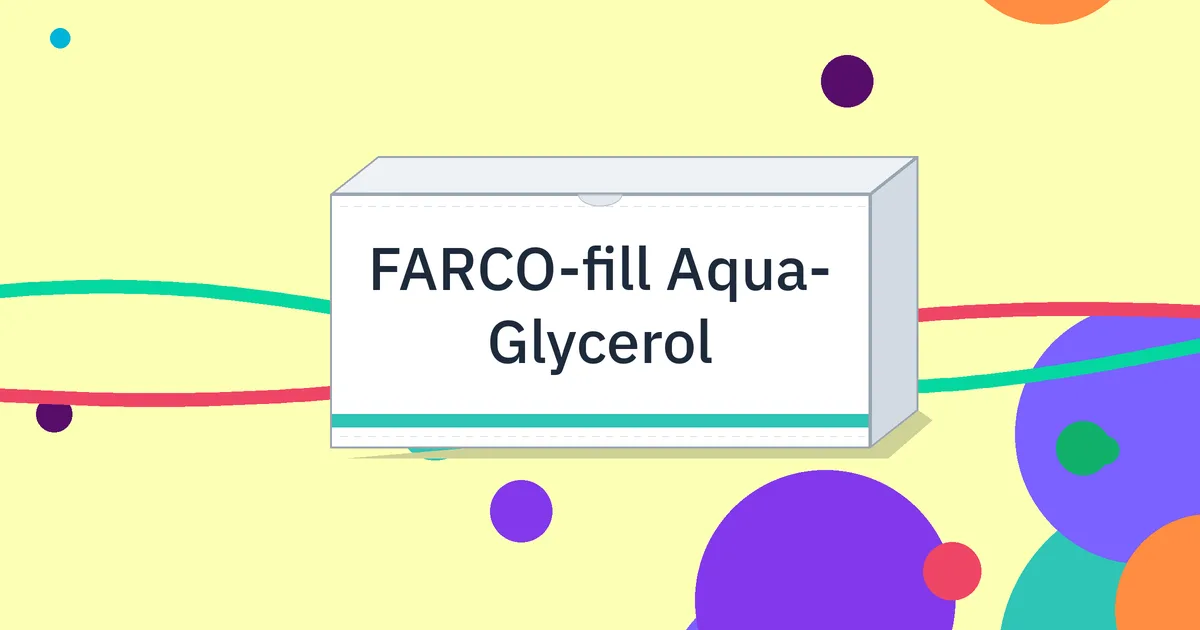 Symbolbild: Packung mit der Aufschrift FARCO-fill Aqua-Glycerol (PZN 09481739) – Verfügbarkeit und Bezug in Apotheken in Frankfurt am Main
