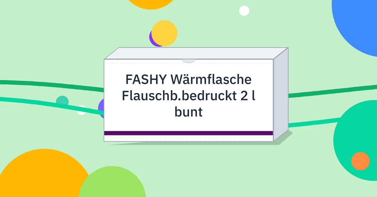 Symbolbild: Packung mit der Aufschrift FASHY Wärmflasche Flauschb.bedruckt 2 l bunt (PZN 18648859) – Verfügbarkeit und Bezug in Apotheken in Frankfurt am Main