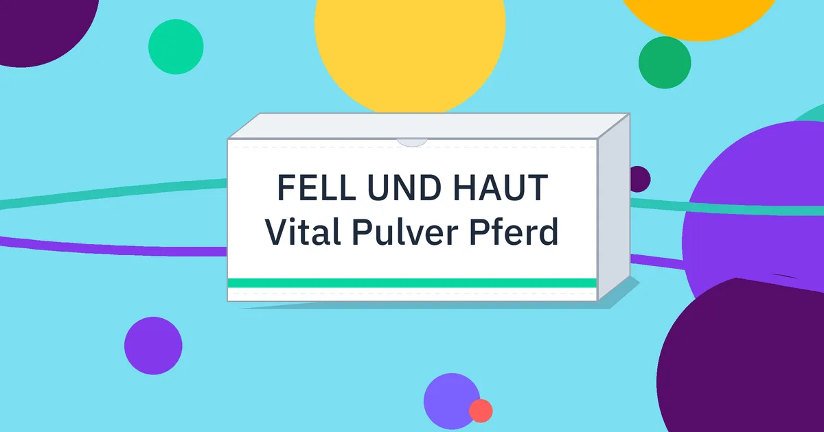 Symbolbild: Packung mit der Aufschrift FELL UND HAUT Vital Pulver Pferd (PZN 05528131) – Verfügbarkeit und Bezug in Apotheken in Frankfurt am Main