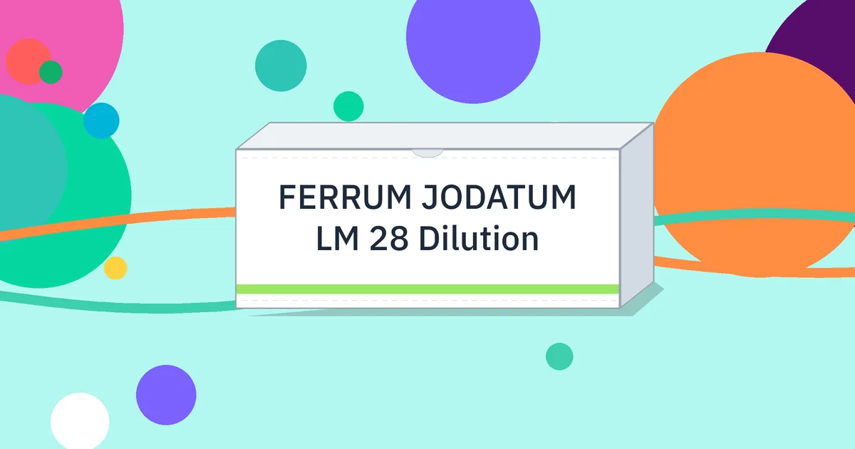 Symbolbild: Packung mit der Aufschrift FERRUM JODATUM LM 28 Dilution (PZN 12849114) – Verfügbarkeit und Bezug in Apotheken in Frankfurt am Main