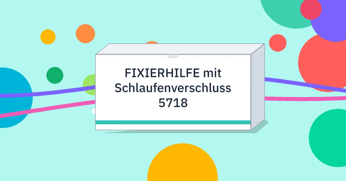 Symbolbild: Packung mit der Aufschrift FIXIERHILFE mit Schlaufenverschluss 5718 (PZN 13586059) – Verfügbarkeit und Bezug in Apotheken in Frankfurt am Main