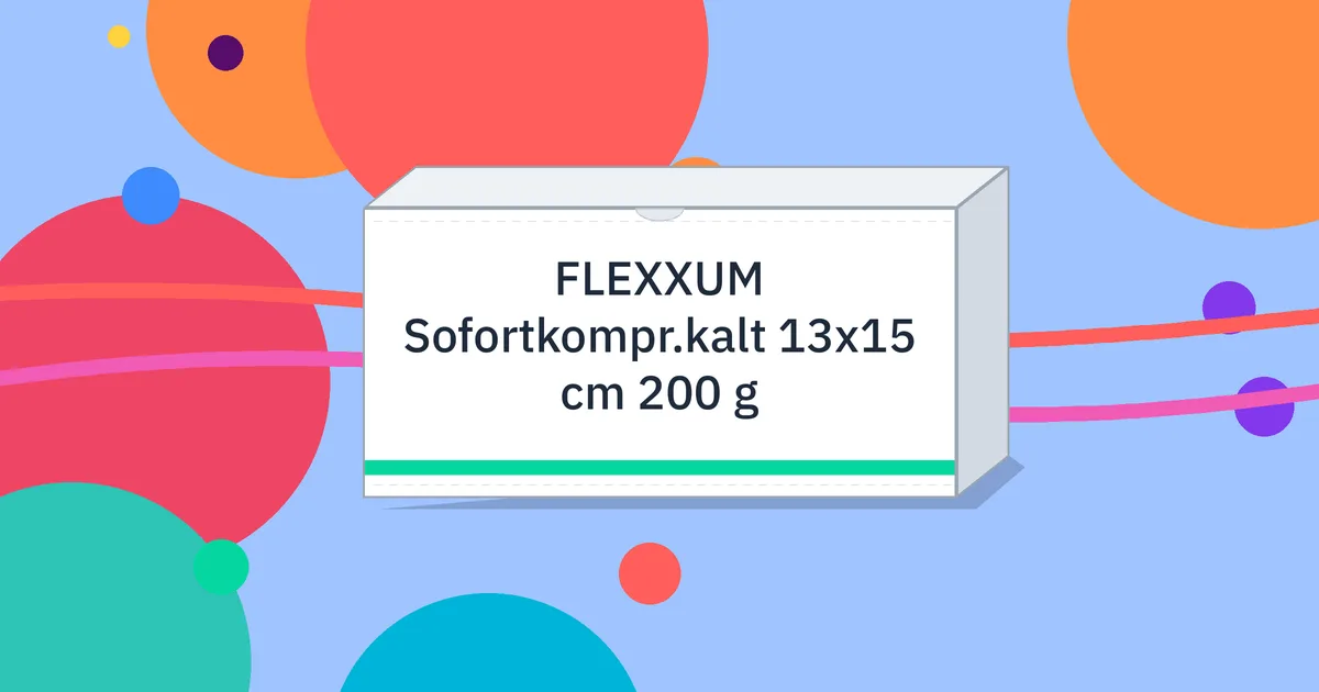 Symbolbild: Packung mit der Aufschrift FLEXXUM Sofortkompr.kalt 13x15 cm 200 g (PZN 09379857) – Verfügbarkeit und Bezug in Apotheken in Frankfurt am Main