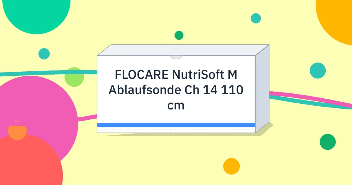 Symbolbild: Packung mit der Aufschrift FLOCARE NutriSoft M Ablaufsonde Ch 14 110 cm (PZN 14132923) – Verfügbarkeit und Bezug in Apotheken in Frankfurt am Main