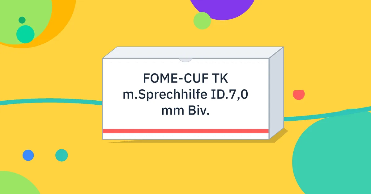 Symbolbild: Packung mit der Aufschrift FOME-CUF TK m.Sprechhilfe ID.7,0 mm Biv. (PZN 02260142) – Verfügbarkeit und Bezug in Apotheken in Frankfurt am Main