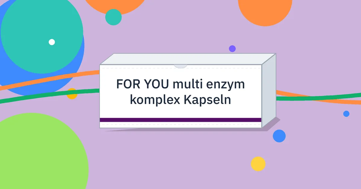 Symbolbild: Packung mit der Aufschrift FOR YOU multi enzym komplex Kapseln (PZN 18045411) – Verfügbarkeit und Bezug in Apotheken in Frankfurt am Main