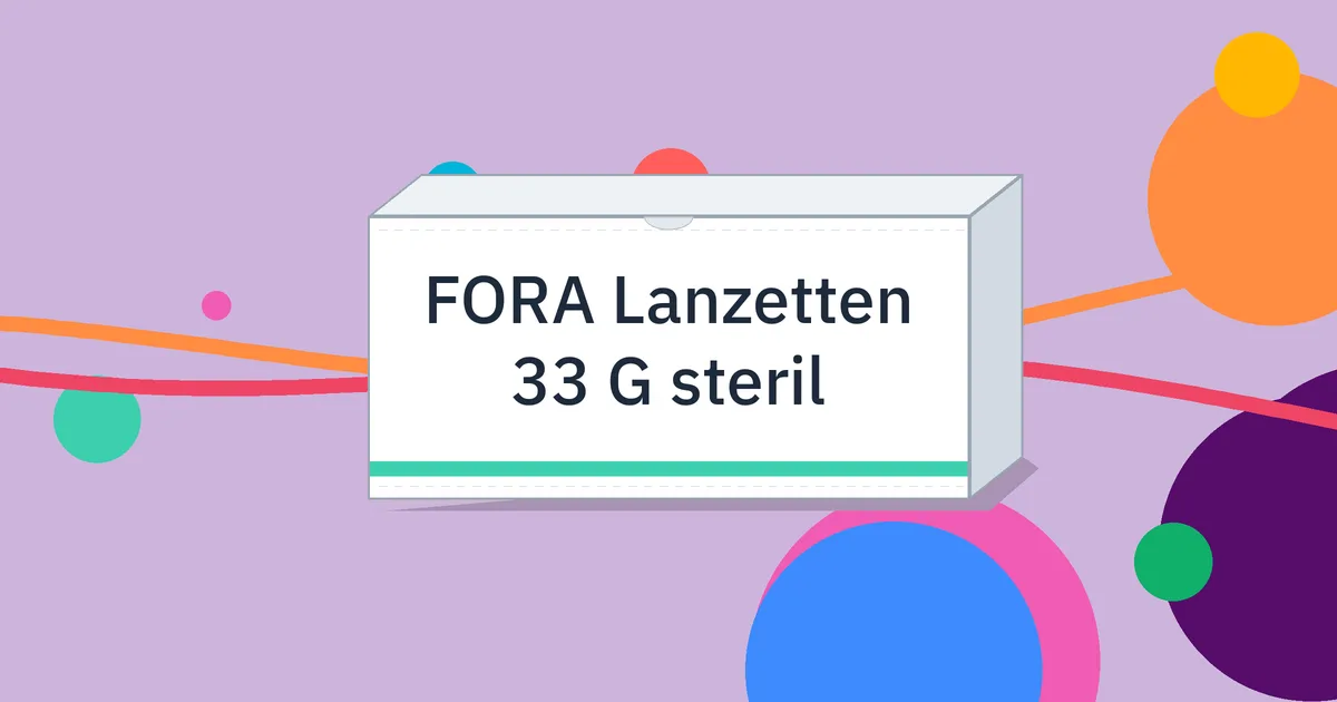 Symbolbild: Packung mit der Aufschrift FORA Lanzetten 33 G steril (PZN 19398376) – Verfügbarkeit und Bezug in Apotheken in Frankfurt am Main