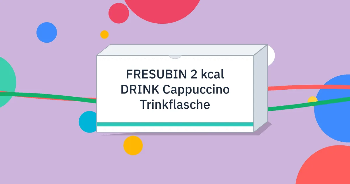 Symbolbild: Packung mit der Aufschrift FRESUBIN 2 kcal DRINK Cappuccino Trinkflasche (PZN 20191166) – Verfügbarkeit und Bezug in Apotheken in Frankfurt am Main