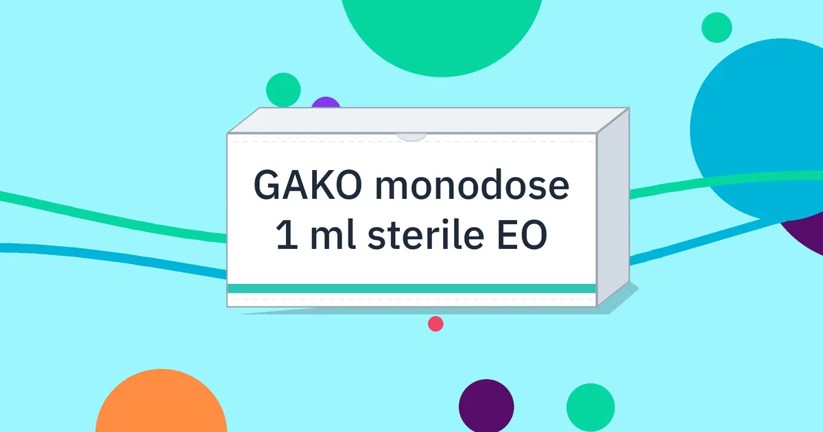 Symbolbild: Packung mit der Aufschrift GAKO monodose 1 ml sterile EO (PZN 18424551) – Verfügbarkeit und Bezug in Apotheken in Frankfurt am Main