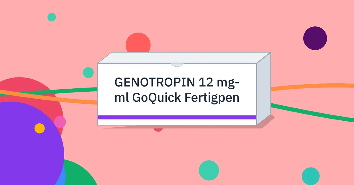 Symbolbild: Packung mit der Aufschrift GENOTROPIN 12 mg-ml GoQuick Fertigpen (PZN 20004922) – Verfügbarkeit und Bezug in Apotheken in Frankfurt am Main