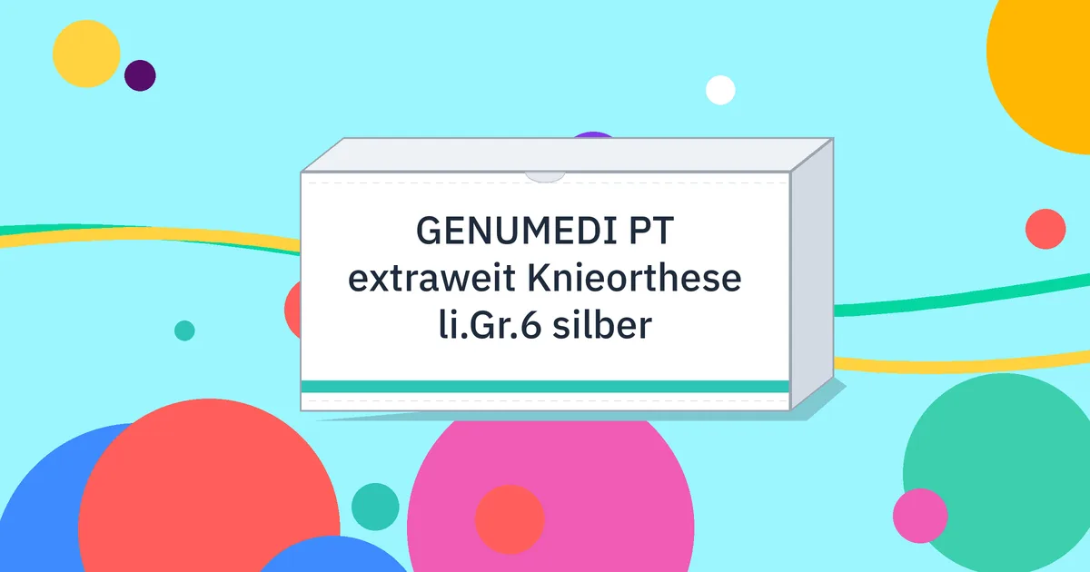 Symbolbild: Packung mit der Aufschrift GENUMEDI PT extraweit Knieorthese li.Gr.6 silber (PZN 10073075) – Verfügbarkeit und Bezug in Apotheken in Frankfurt am Main
