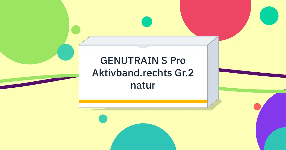 Symbolbild: Packung mit der Aufschrift GENUTRAIN S Pro Aktivband.rechts Gr.2 natur (PZN 09336954) – Verfügbarkeit und Bezug in Apotheken in Frankfurt am Main