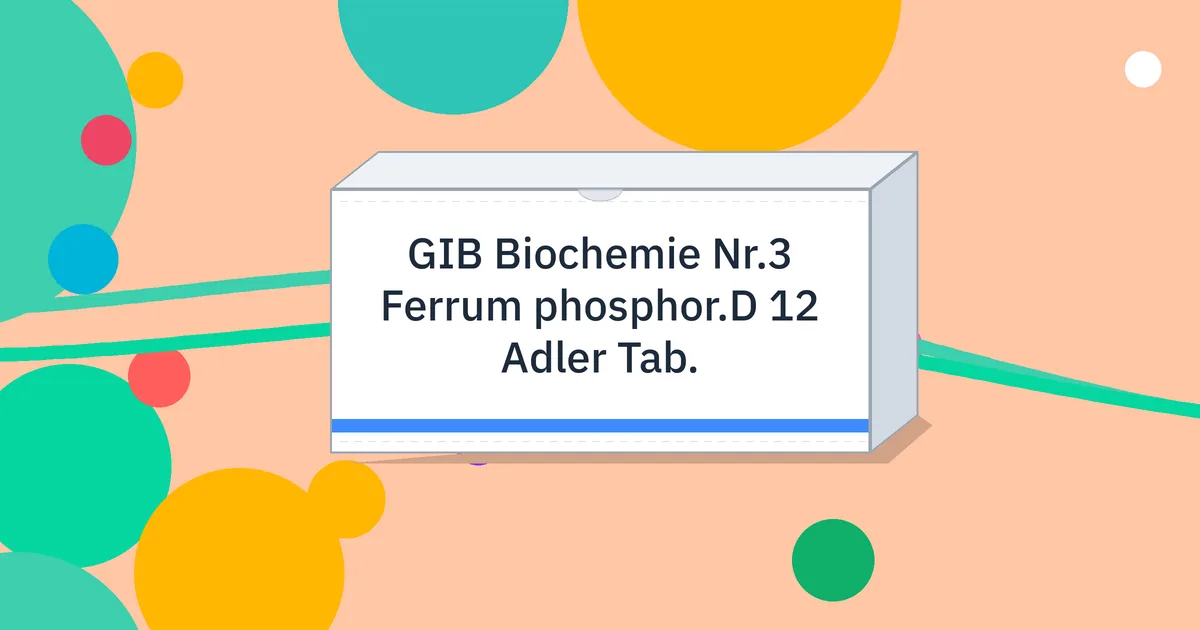 Symbolbild: Packung mit der Aufschrift GIB Biochemie Nr.3 Ferrum phosphor.D 12 Adler Tab. (PZN 11664401) – Verfügbarkeit und Bezug in Apotheken in Frankfurt am Main