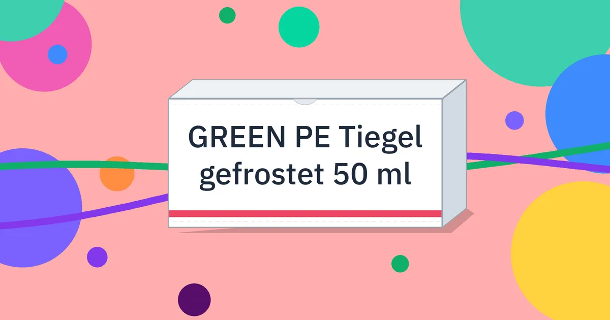 Symbolbild: Packung mit der Aufschrift GREEN PE Tiegel gefrostet 50 ml (PZN 16680793) – Verfügbarkeit und Bezug in Apotheken in Frankfurt am Main