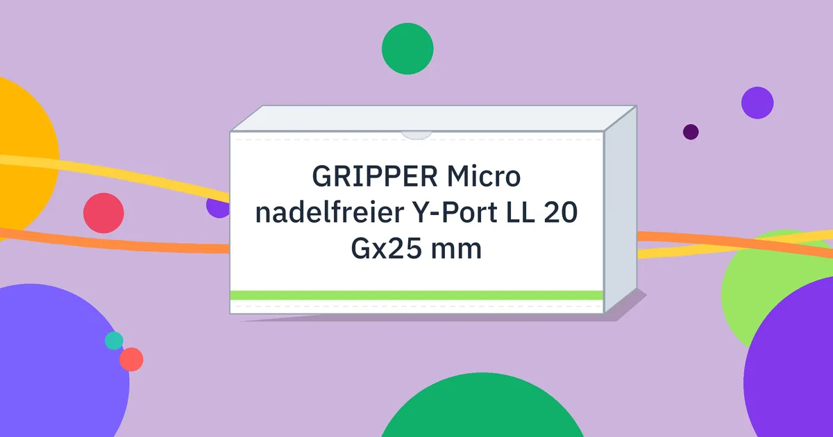 Symbolbild: Packung mit der Aufschrift GRIPPER Micro nadelfreier Y-Port LL 20 Gx25 mm (PZN 09676029) – Verfügbarkeit und Bezug in Apotheken in Frankfurt am Main