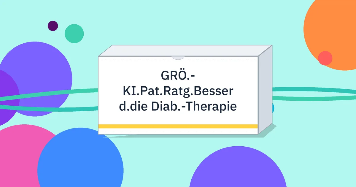 Symbolbild: Packung mit der Aufschrift GRÖ.-KI.Pat.Ratg.Besser d.die Diab.-Therapie (PZN 11053471) – Verfügbarkeit und Bezug in Apotheken in Frankfurt am Main