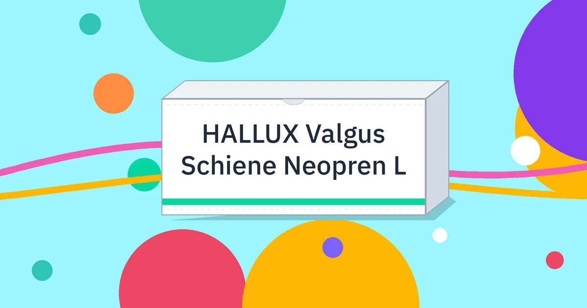 Symbolbild: Packung mit der Aufschrift HALLUX Valgus Schiene Neopren L (PZN 19073220) – Verfügbarkeit und Bezug in Apotheken in Frankfurt am Main