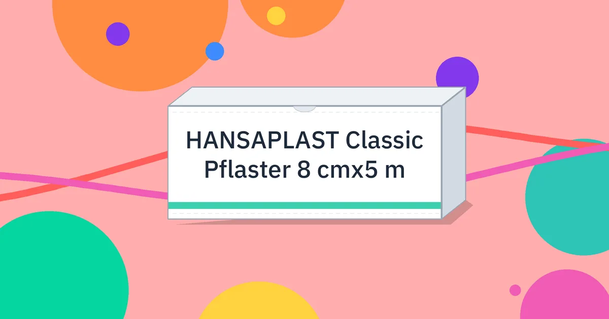 Symbolbild: Packung mit der Aufschrift HANSAPLAST Classic Pflaster 8 cmx5 m (PZN 08882867) – Verfügbarkeit und Bezug in Apotheken in Frankfurt am Main