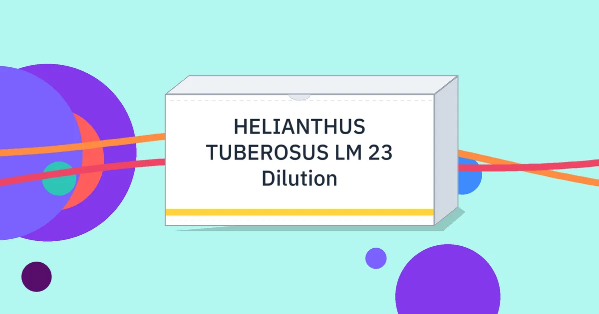 Symbolbild: Packung mit der Aufschrift HELIANTHUS TUBEROSUS LM 23 Dilution (PZN 13551753) – Verfügbarkeit und Bezug in Apotheken in Frankfurt am Main