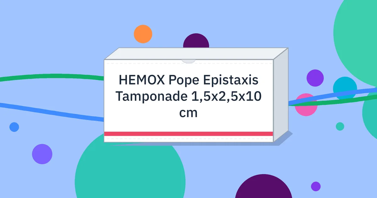Symbolbild: Packung mit der Aufschrift HEMOX Pope Epistaxis Tamponade 1,5x2,5x10 cm (PZN 06592473) – Verfügbarkeit und Bezug in Apotheken in Frankfurt am Main