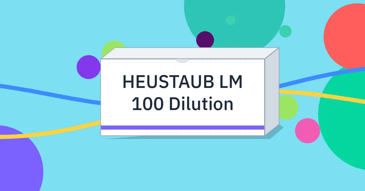 Symbolbild: Packung mit der Aufschrift HEUSTAUB LM 100 Dilution (PZN 12888640) – Verfügbarkeit und Bezug in Apotheken in Frankfurt am Main