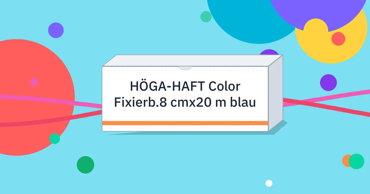 Symbolbild: Packung mit der Aufschrift HÖGA-HAFT Color Fixierb.8 cmx20 m blau (PZN 11521498) – Verfügbarkeit und Bezug in Apotheken in Frankfurt am Main