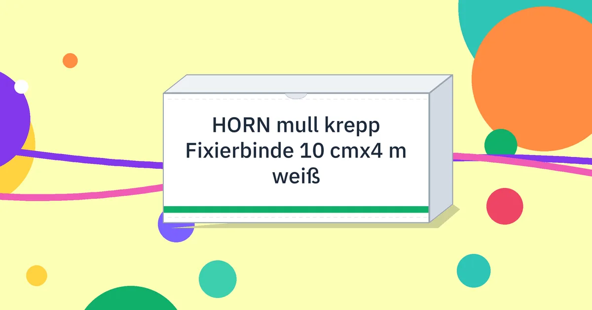 Symbolbild: Packung mit der Aufschrift HORN mull krepp Fixierbinde 10 cmx4 m weiß (PZN 04659546) – Verfügbarkeit und Bezug in Apotheken in Frankfurt am Main