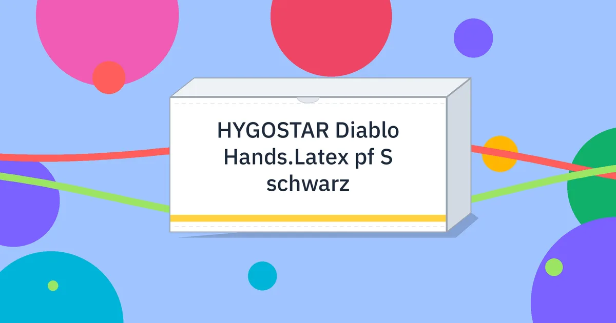 Symbolbild: Packung mit der Aufschrift HYGOSTAR Diablo Hands.Latex pf S schwarz (PZN 20772153) – Verfügbarkeit und Bezug in Apotheken in Frankfurt am Main