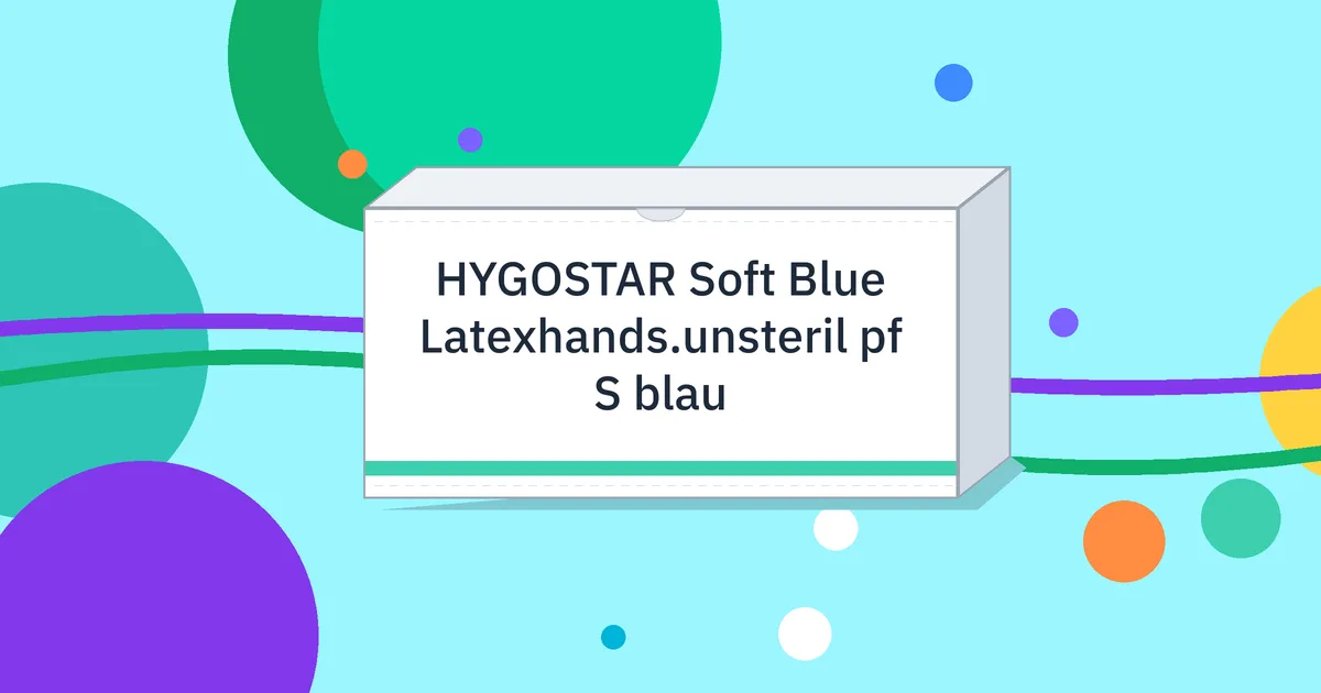 Symbolbild: Packung mit der Aufschrift HYGOSTAR Soft Blue Latexhands.unsteril pf S blau (PZN 20774784) – Verfügbarkeit und Bezug in Apotheken in Frankfurt am Main