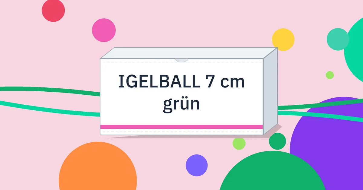 Symbolbild: Packung mit der Aufschrift IGELBALL 7 cm grün (PZN 01420690) – Verfügbarkeit und Bezug in Apotheken in Frankfurt am Main