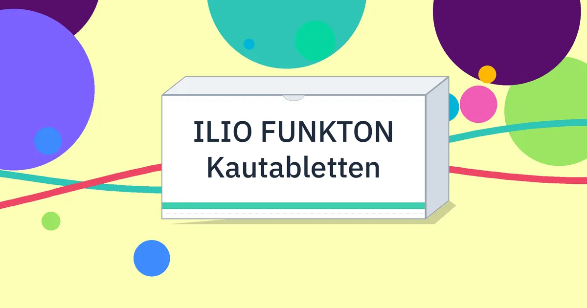 Symbolbild: Packung mit der Aufschrift ILIO FUNKTON Kautabletten (PZN 07484685) – Verfügbarkeit und Bezug in Apotheken in Frankfurt am Main