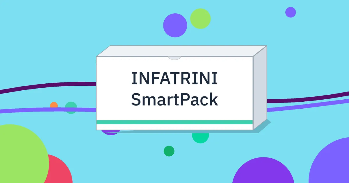 Symbolbild: Packung mit der Aufschrift INFATRINI SmartPack (PZN 14133101) – Verfügbarkeit und Bezug in Apotheken in Frankfurt am Main