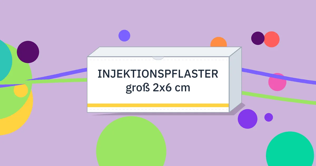 Symbolbild: Packung mit der Aufschrift INJEKTIONSPFLASTER groß 2x6 cm (PZN 09613129) – Verfügbarkeit und Bezug in Apotheken in Frankfurt am Main