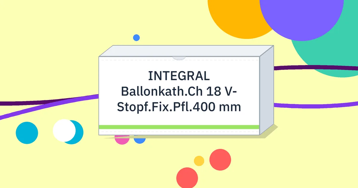 Symbolbild: Packung mit der Aufschrift INTEGRAL Ballonkath.Ch 18 V-Stopf.Fix.Pfl.400 mm (PZN 04079814) – Verfügbarkeit und Bezug in Apotheken in Frankfurt am Main