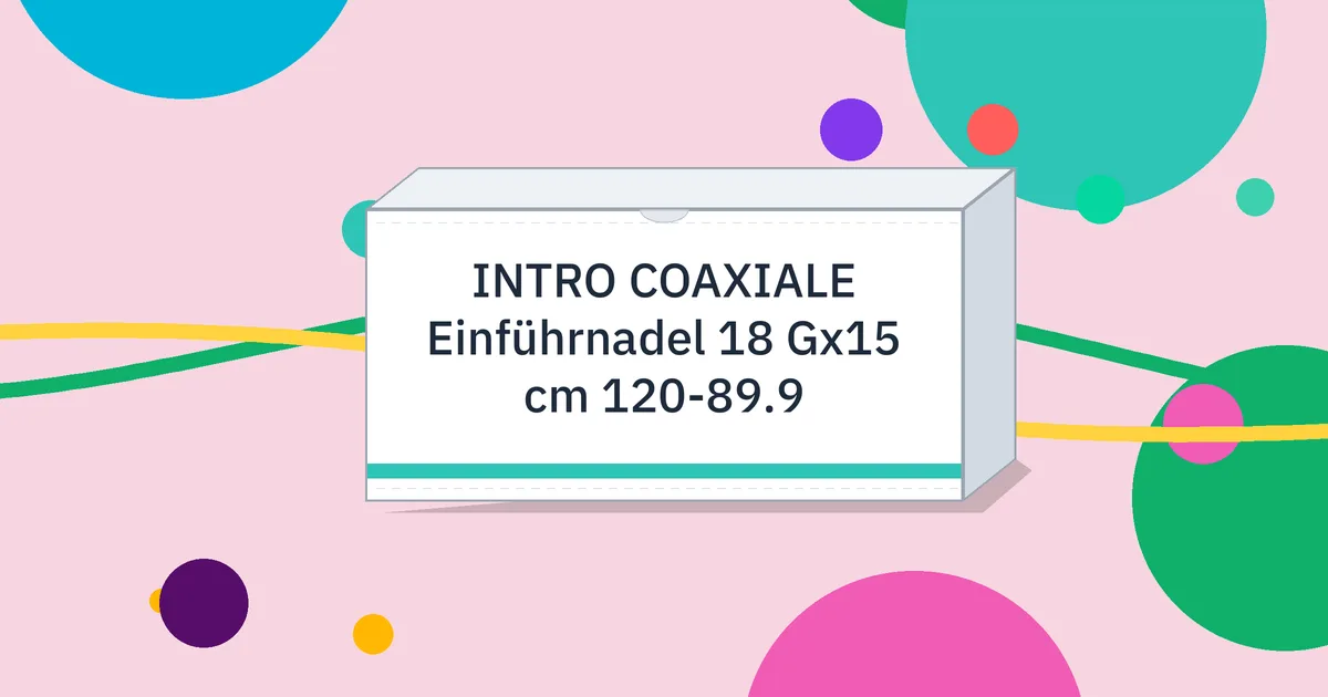Symbolbild: Packung mit der Aufschrift INTRO COAXIALE Einführnadel 18 Gx15 cm 120-89.9 (PZN 16946274) – Verfügbarkeit und Bezug in Apotheken in Frankfurt am Main