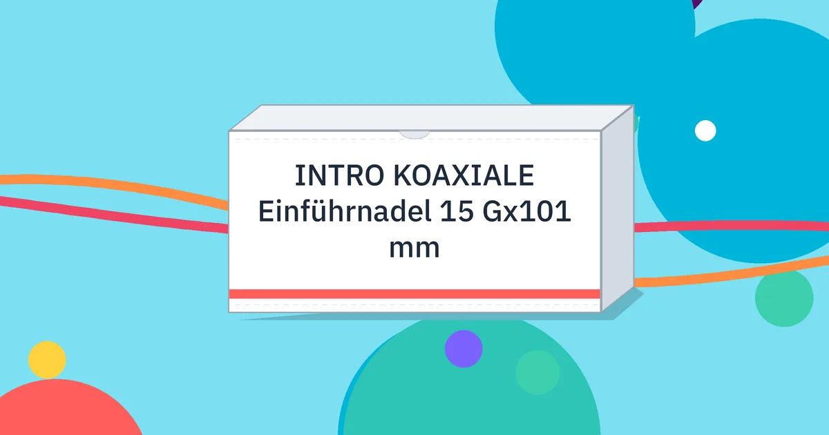 Symbolbild: Packung mit der Aufschrift INTRO KOAXIALE Einführnadel 15 Gx101 mm (PZN 19737097) – Verfügbarkeit und Bezug in Apotheken in Frankfurt am Main