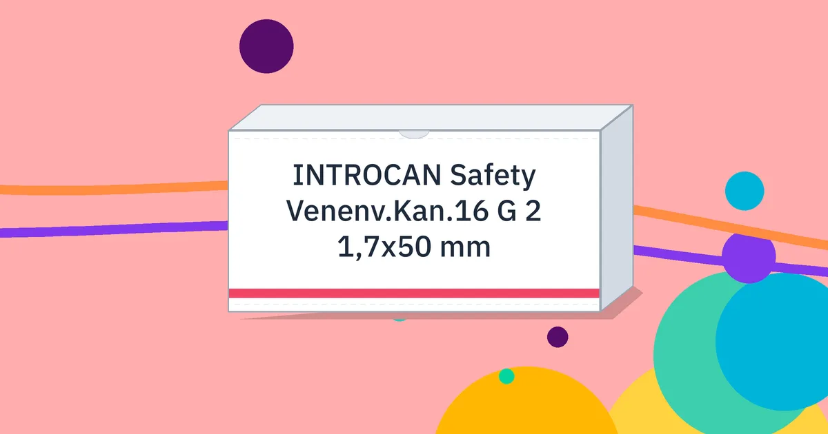 Symbolbild: Packung mit der Aufschrift INTROCAN Safety Venenv.Kan.16 G 2 1,7x50 mm (PZN 20344807) – Verfügbarkeit und Bezug in Apotheken in Frankfurt am Main
