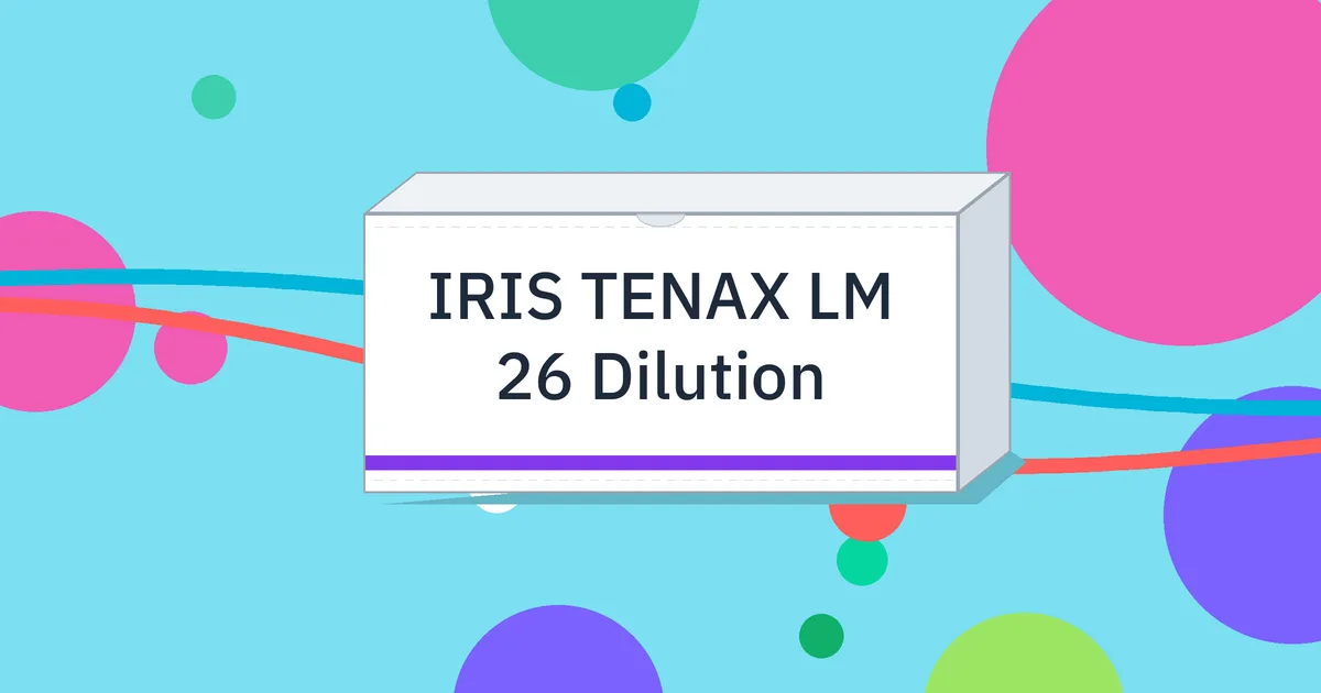 Symbolbild: Packung mit der Aufschrift IRIS TENAX LM 26 Dilution (PZN 12914538) – Verfügbarkeit und Bezug in Apotheken in Frankfurt am Main