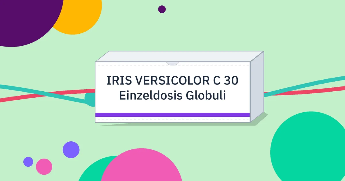 Symbolbild: Packung mit der Aufschrift IRIS VERSICOLOR C 30 Einzeldosis Globuli (PZN 02694231) – Verfügbarkeit und Bezug in Apotheken in Frankfurt am Main