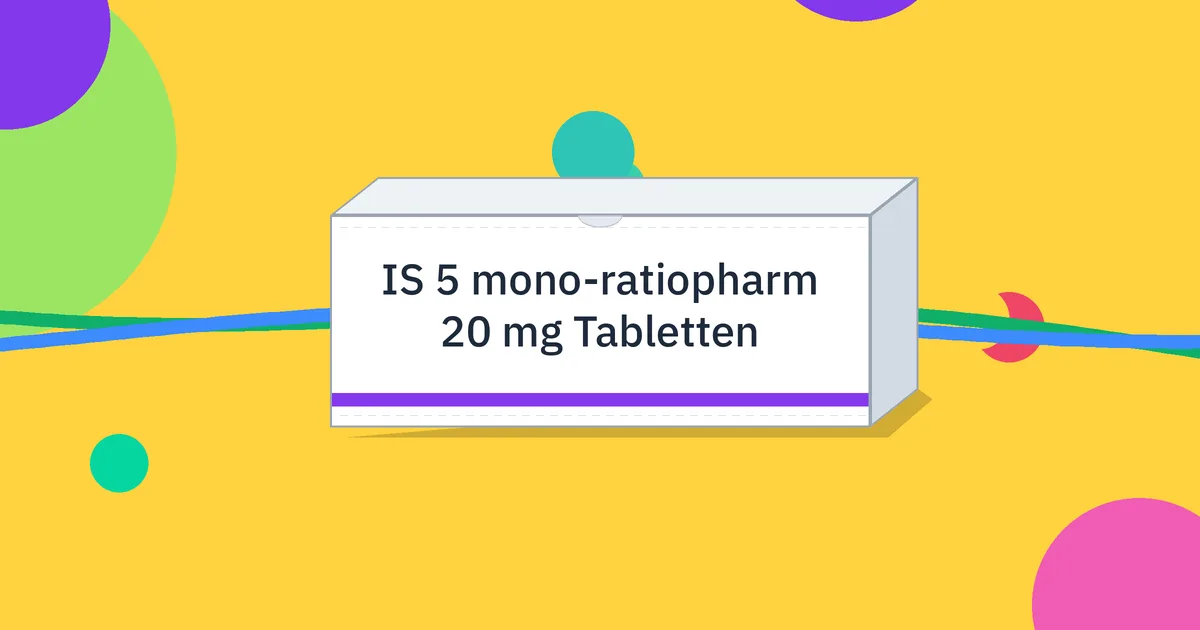 Symbolbild: Packung mit der Aufschrift IS 5 mono-ratiopharm 20 mg Tabletten (PZN 03198333) – Verfügbarkeit und Bezug in Apotheken in Frankfurt am Main