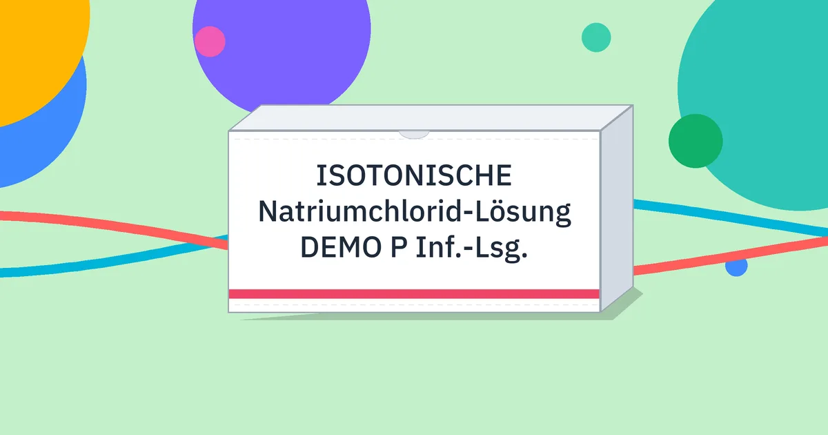 Symbolbild: Packung mit der Aufschrift ISOTONISCHE Natriumchlorid-Lösung DEMO P Inf.-Lsg. (PZN 10275235) – Verfügbarkeit und Bezug in Apotheken in Frankfurt am Main
