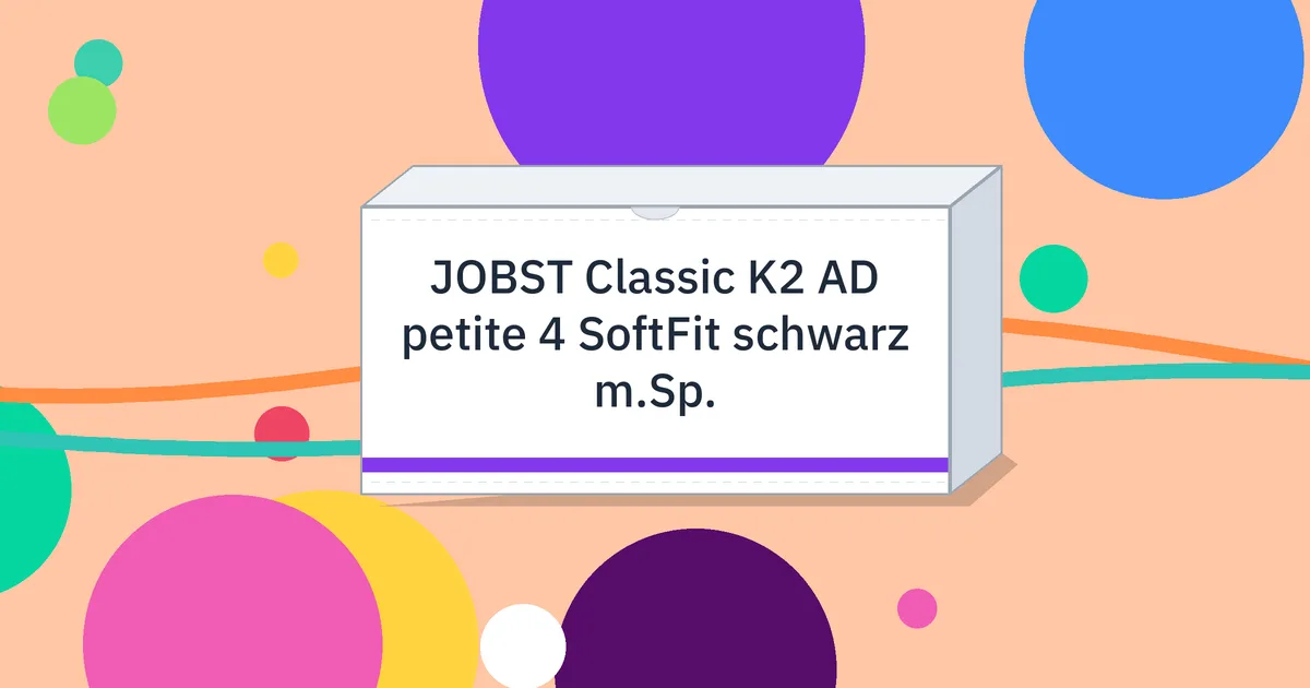 Symbolbild: Packung mit der Aufschrift JOBST Classic K2 AD petite 4 SoftFit schwarz m.Sp. (PZN 14222885) – Verfügbarkeit und Bezug in Apotheken in Frankfurt am Main