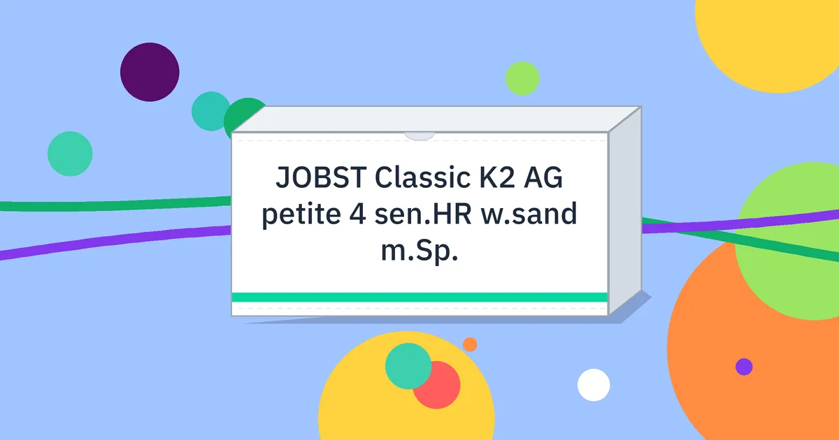 Symbolbild: Packung mit der Aufschrift JOBST Classic K2 AG petite 4 sen.HR w.sand m.Sp. (PZN 17962128) – Verfügbarkeit und Bezug in Apotheken in Frankfurt am Main
