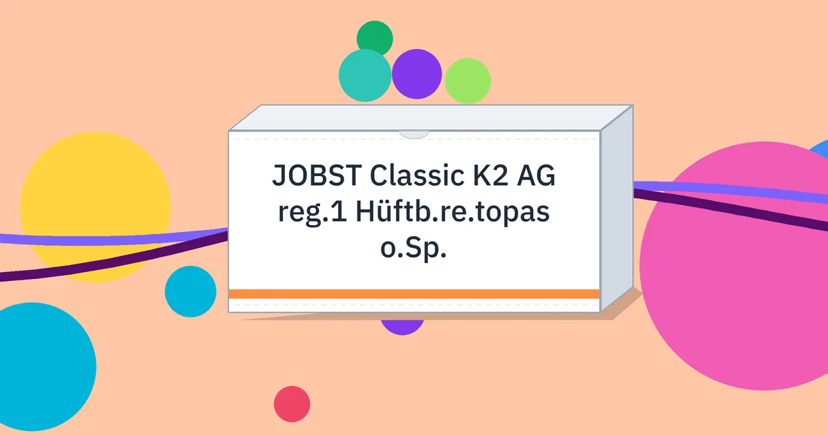 Symbolbild: Packung mit der Aufschrift JOBST Classic K2 AG reg.1 Hüftb.re.topas o.Sp. (PZN 13067477) – Verfügbarkeit und Bezug in Apotheken in Frankfurt am Main