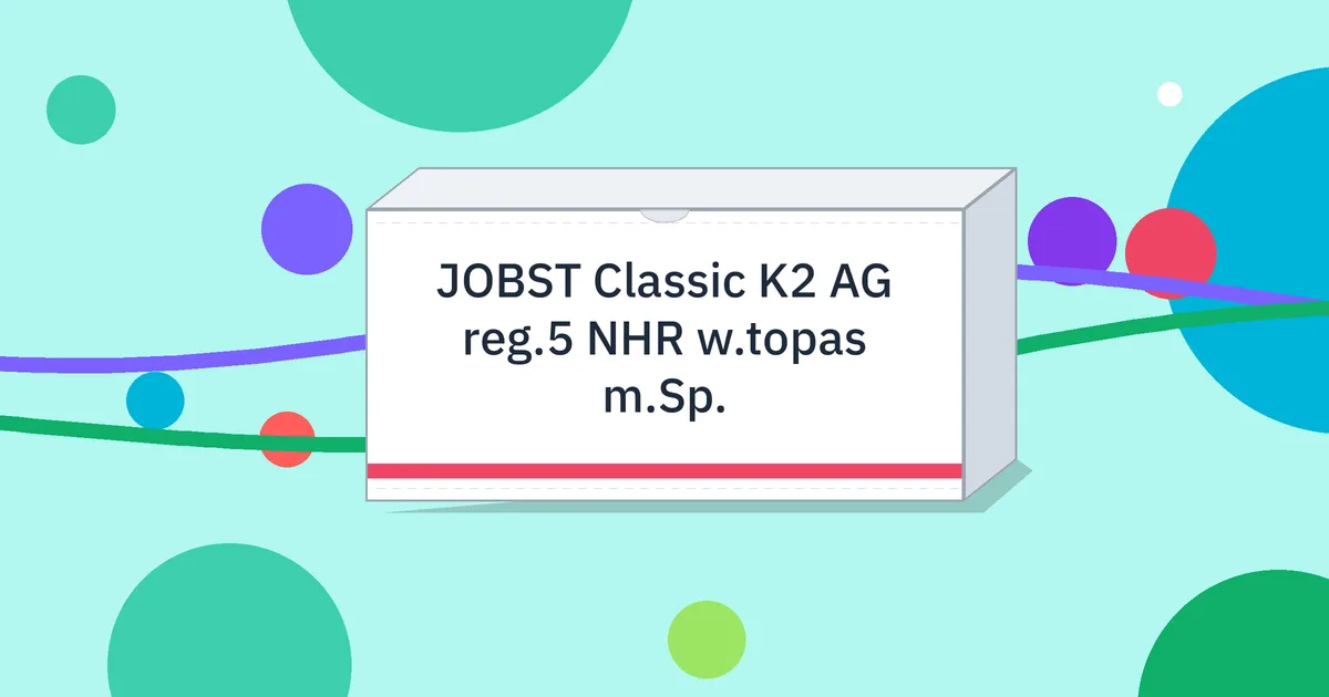 Symbolbild: Packung mit der Aufschrift JOBST Classic K2 AG reg.5 NHR w.topas m.Sp. (PZN 13063746) – Verfügbarkeit und Bezug in Apotheken in Frankfurt am Main