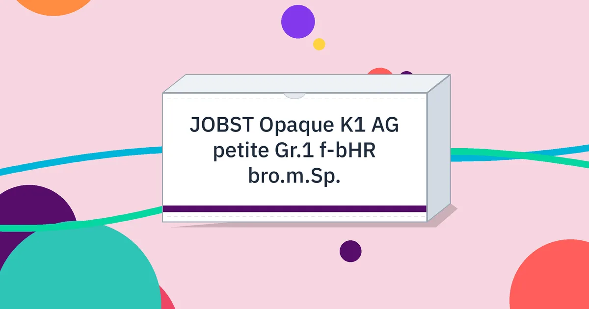 Symbolbild: Packung mit der Aufschrift JOBST Opaque K1 AG petite Gr.1 f-bHR bro.m.Sp. (PZN 13083401) – Verfügbarkeit und Bezug in Apotheken in Frankfurt am Main