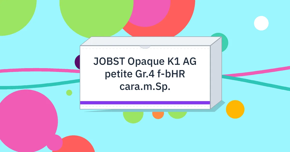 Symbolbild: Packung mit der Aufschrift JOBST Opaque K1 AG petite Gr.4 f-bHR cara.m.Sp. (PZN 13083507) – Verfügbarkeit und Bezug in Apotheken in Frankfurt am Main