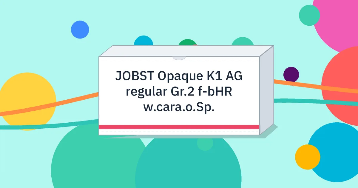 Symbolbild: Packung mit der Aufschrift JOBST Opaque K1 AG regular Gr.2 f-bHR w.cara.o.Sp. (PZN 13160515) – Verfügbarkeit und Bezug in Apotheken in Frankfurt am Main